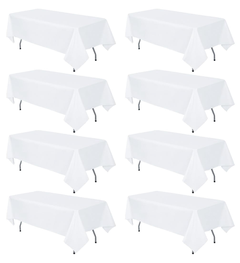 8 Pack White Rectangular Tablecloth 60x102 Inch Wrinkle Resistant ...