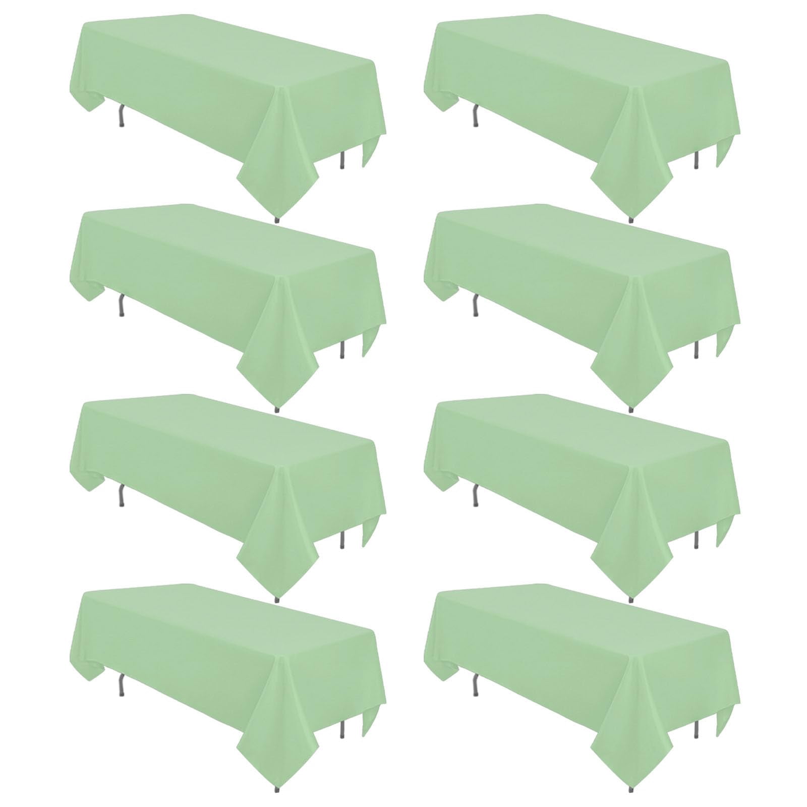 8 Pack White Rectangular Tablecloth 60x102 Inch Wrinkle Resistant ...
