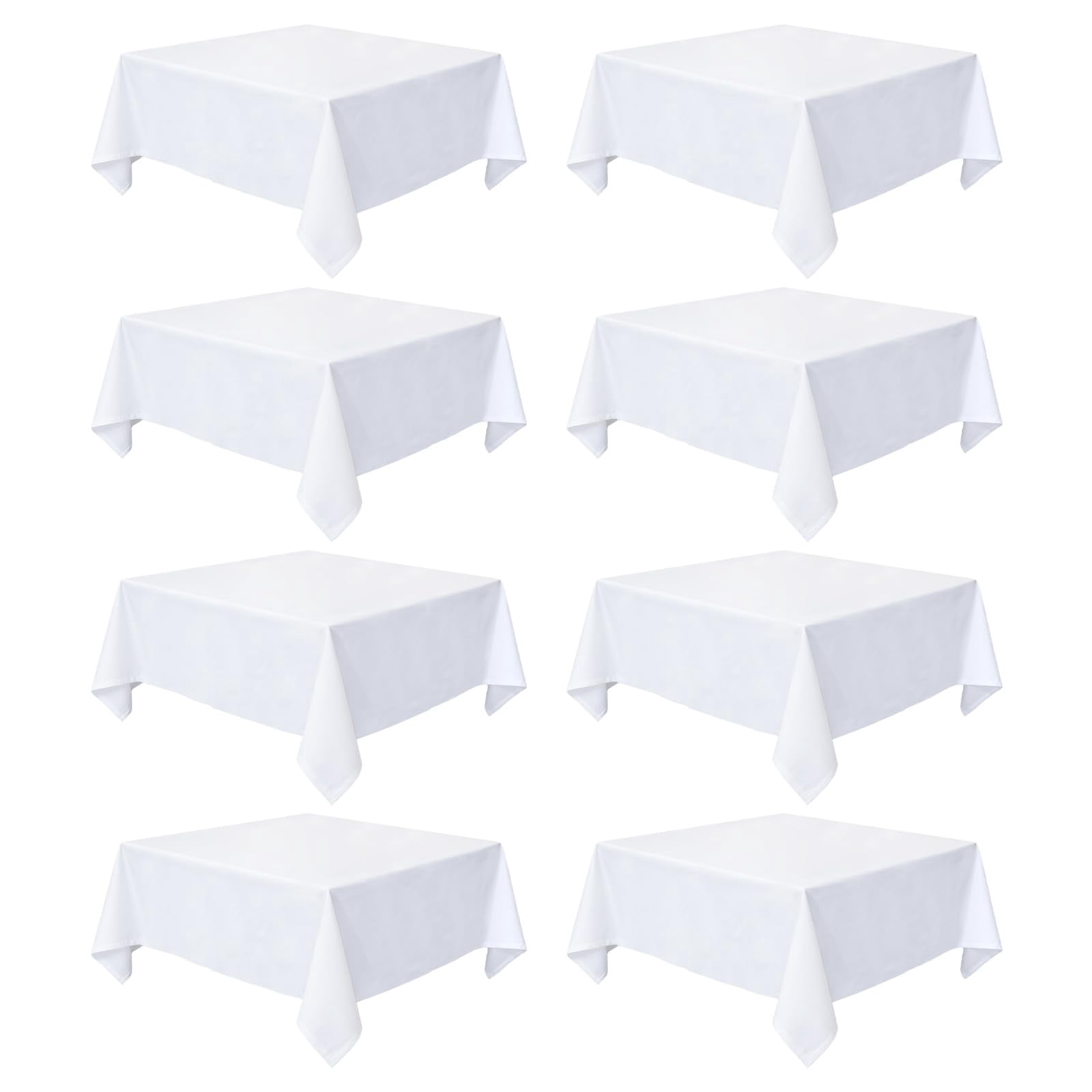 8 Pack White Rectangular Tablecloth 60x102 Inch Wrinkle Resistant ...