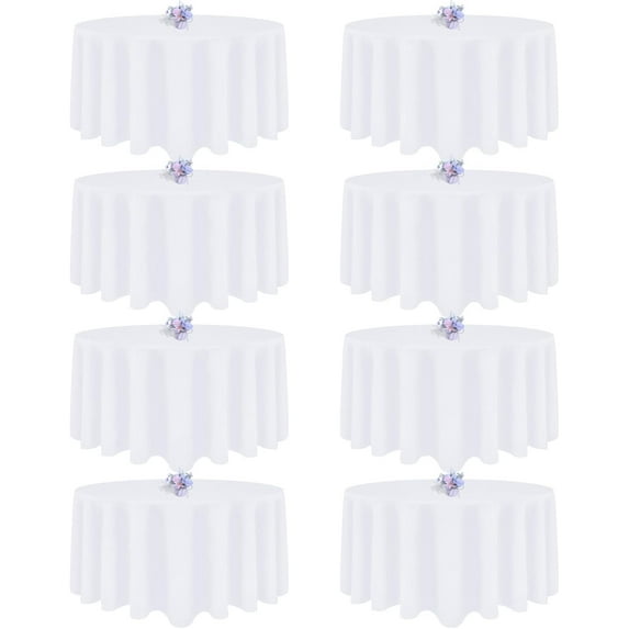 8 Pack White Round Tablecloth 120 Inch Round Table Cloth, Wrinkle ...
