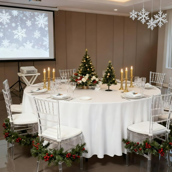 8 Pack White Round Tablecloth 90 Inch White Table Cloth Stain and ...