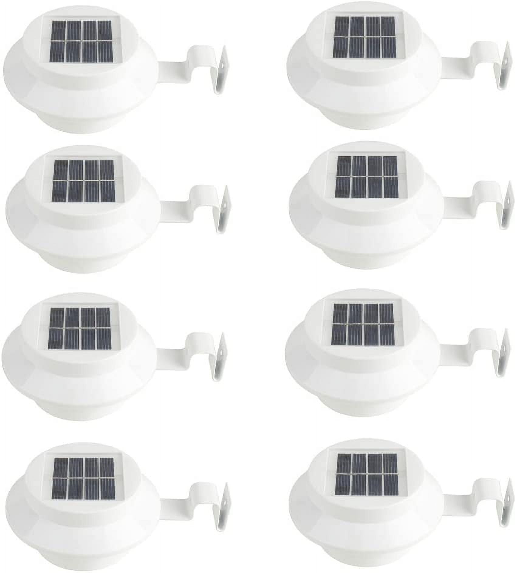 8 Pack White Solar Powered Wall Lights Gutter Pathway Stairs Spotlight ...