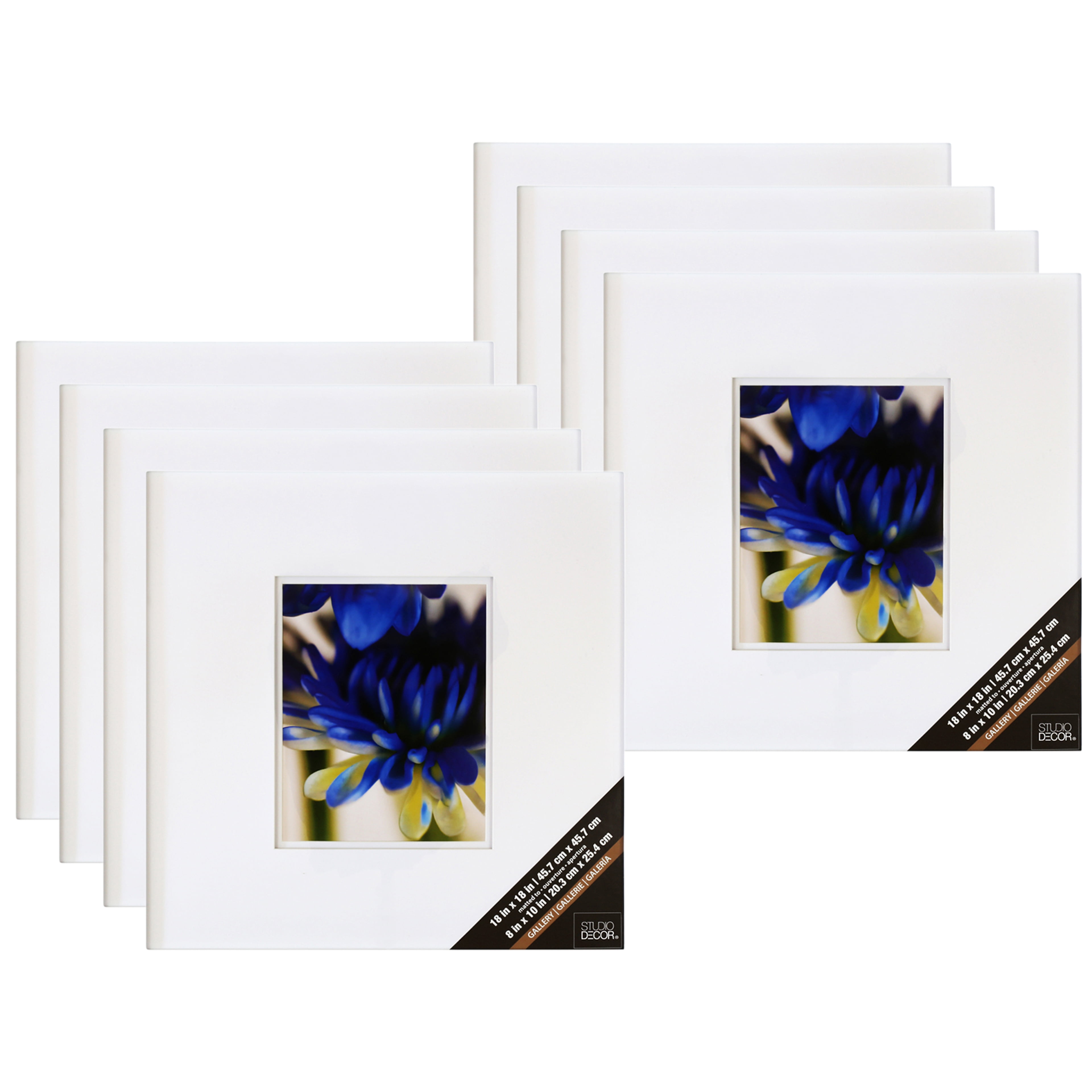 Studio Decor White Square 8" x 10" Frame with Double Mat, Gallery, 8 ...