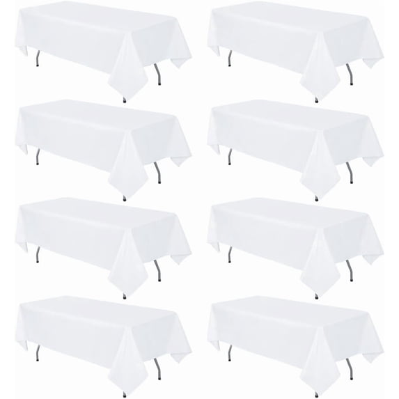 8 Pack White Tablecloth 60 x 126 Inch Rectangular Table Covers for 8 ...