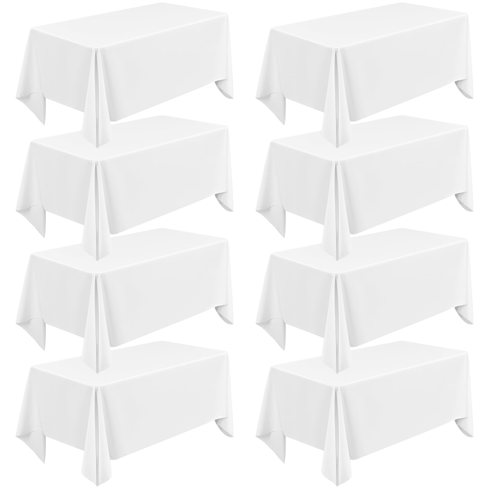 YMHPRIDE 8 Pack White Rectangle Tablecloth 60 x 84 Inch, Washable ...