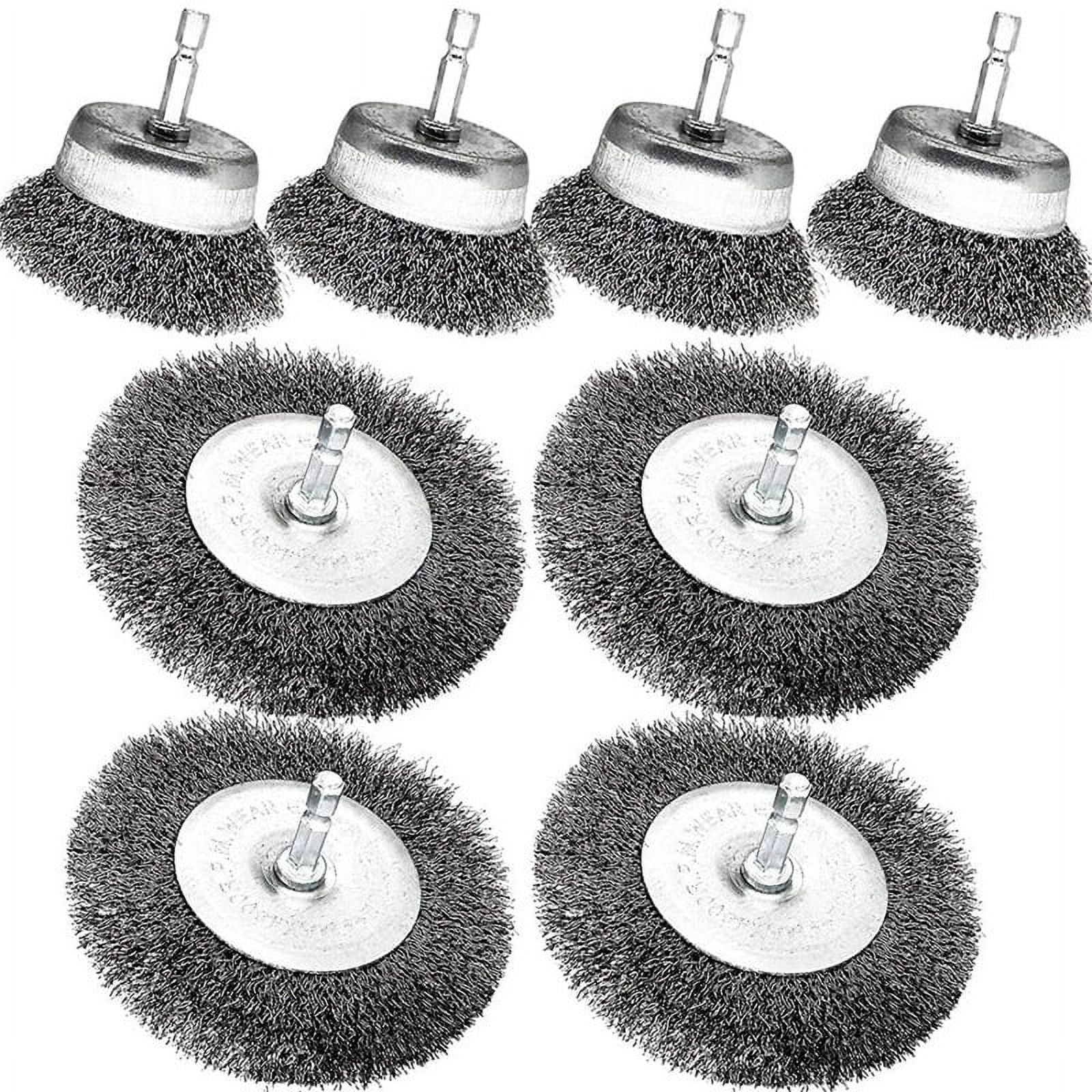 8 Pack Wire Brush for Drill, 3 Inch DriIl Wire Brushes,1/4 Inch Hex ...