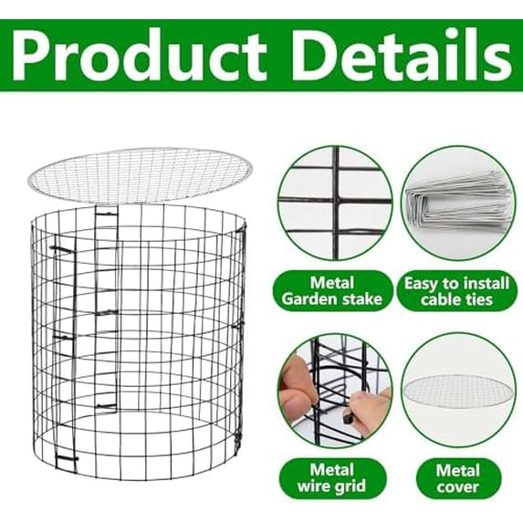 8 Pack Wire Plant Protector with Cover-12" x 11" Detachable Plant ...