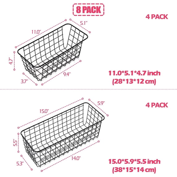 8 Pack Wire Storage Baskets Household Metal Wall-Mounted Containers ...
