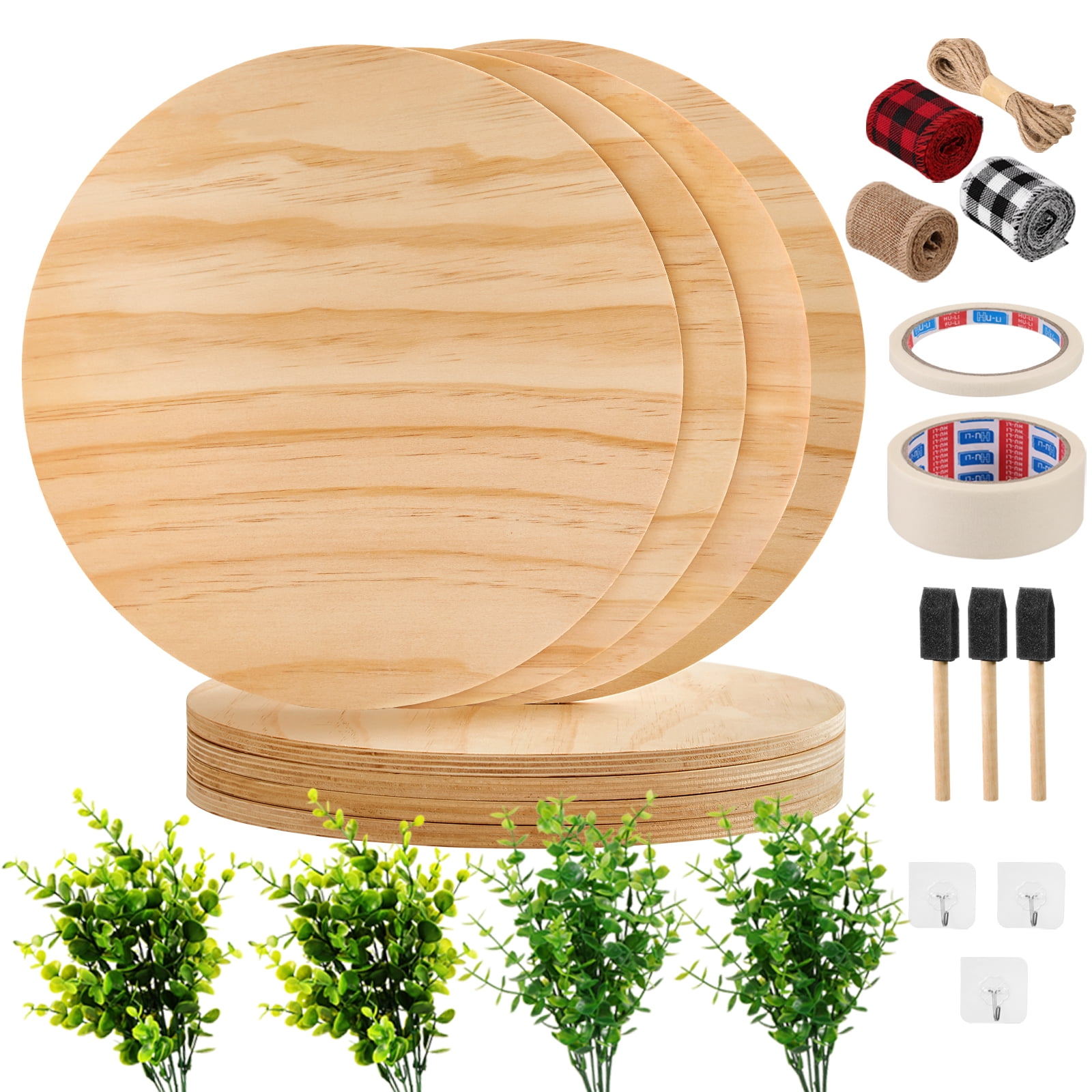 8 Pack Wood Circles for Crafts,12 Inch Unfinished Wood Rounds, 2/5 Inch ...