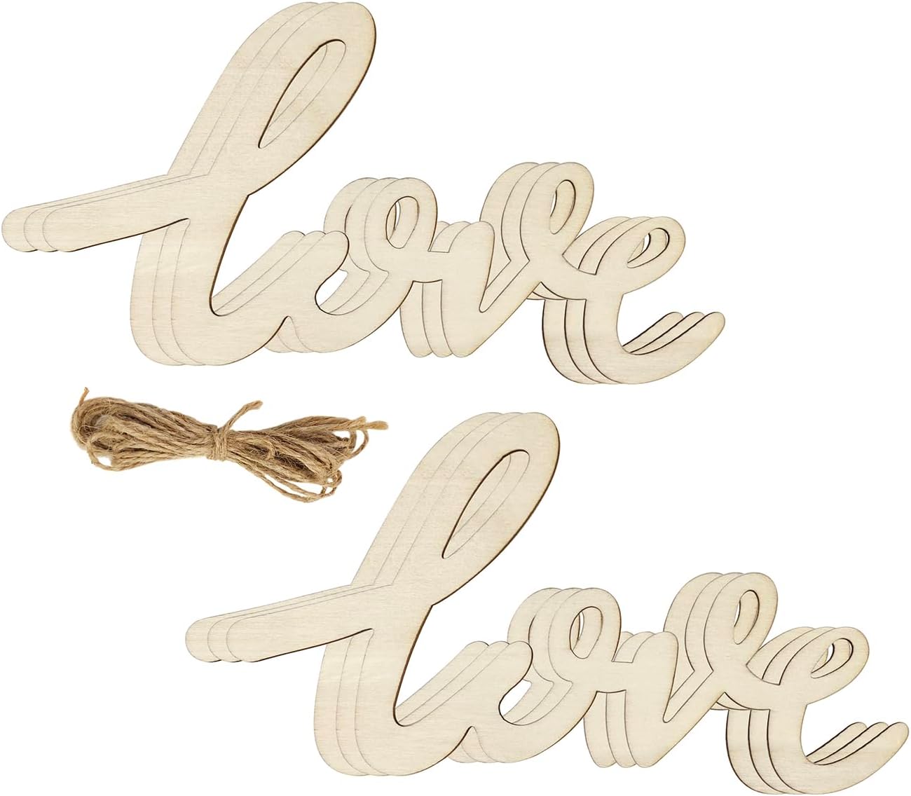 8 Pack Wood Love Cutouts Unfinished Wooden Love Hanging Ornaments DIY ...
