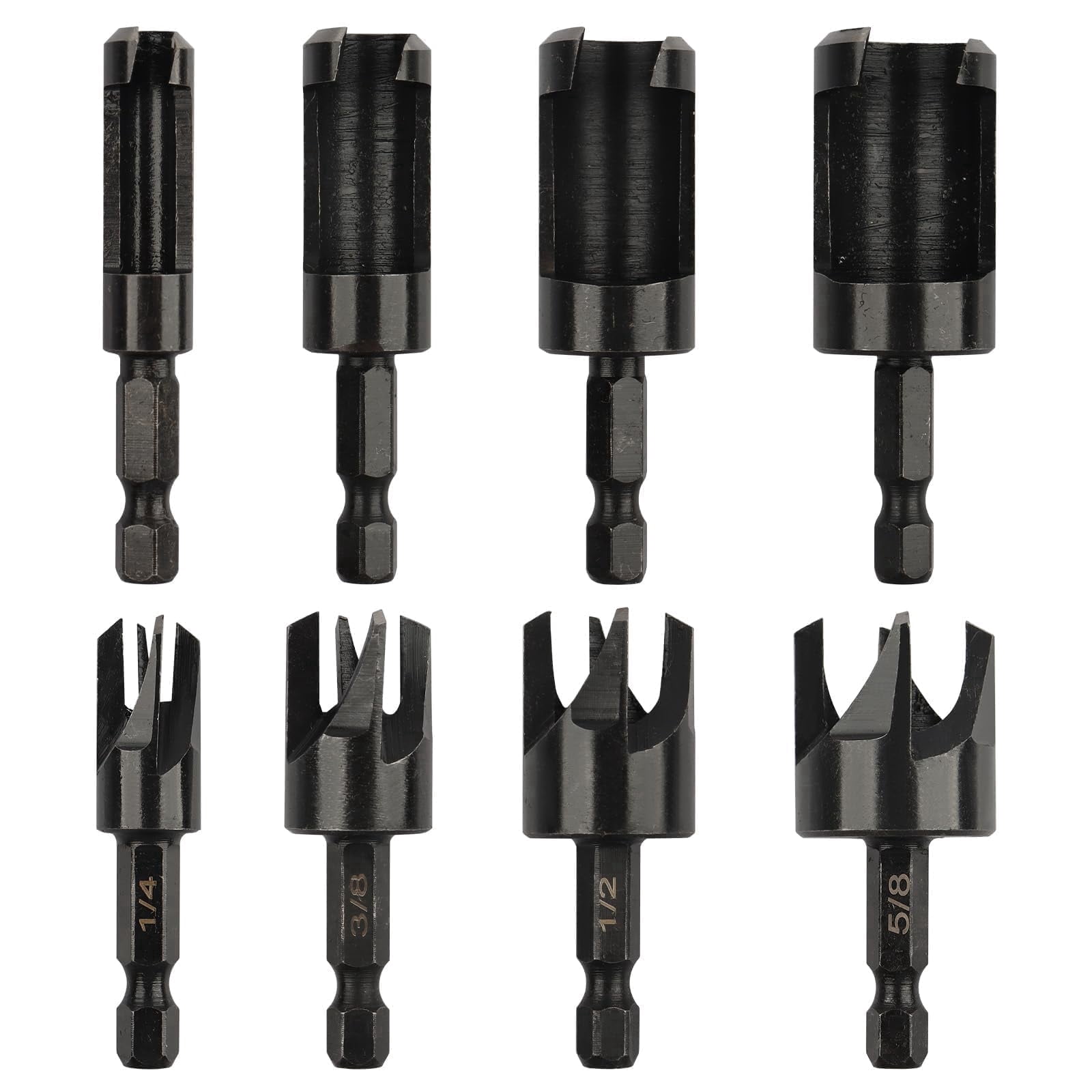 8 Pack Wood Plug Cutter Drill Bit Set, Straight and Tapered Taper ...