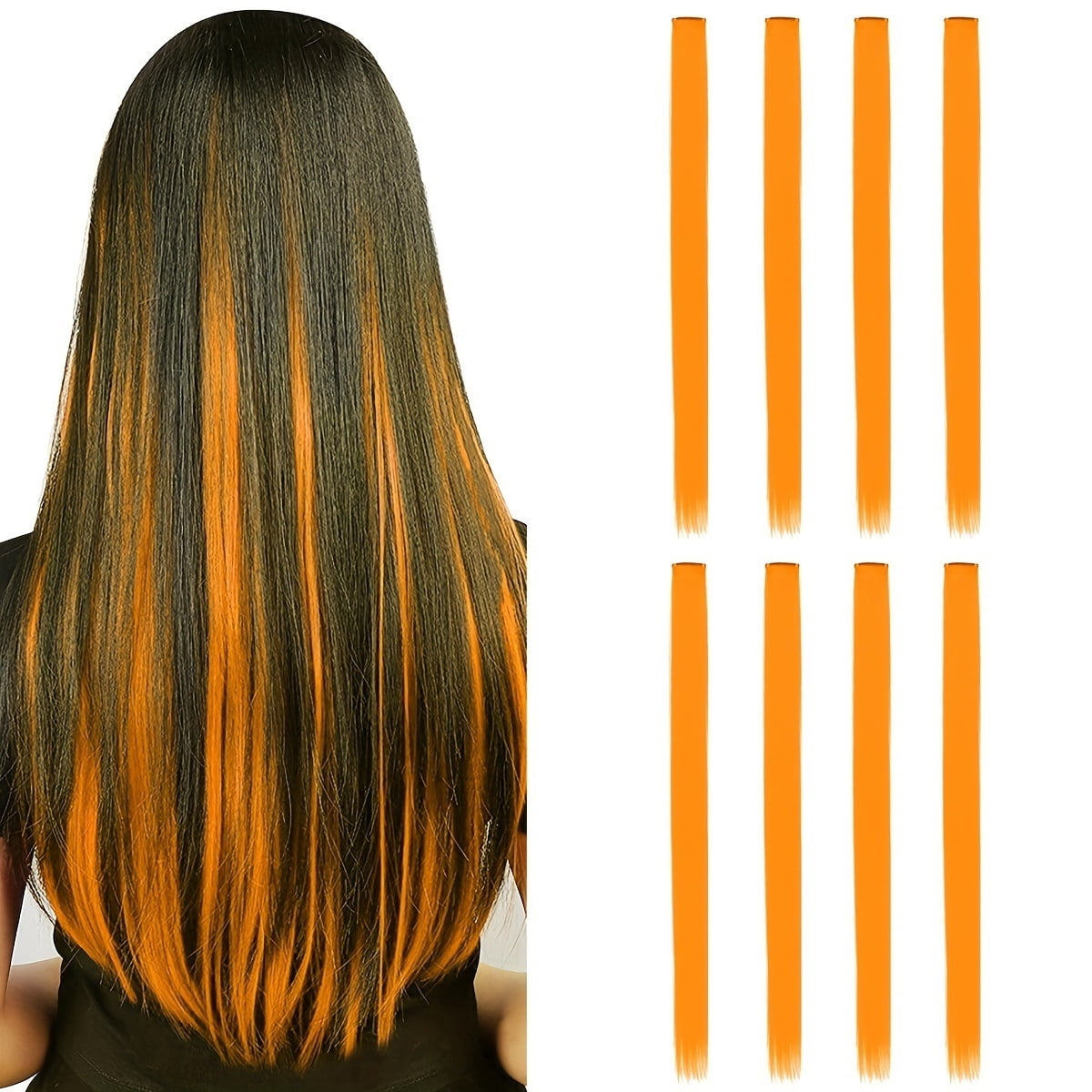 8-Pack Y2K Colorful Hair Clips, 20-inch Fashionable Synthetic Hair ...