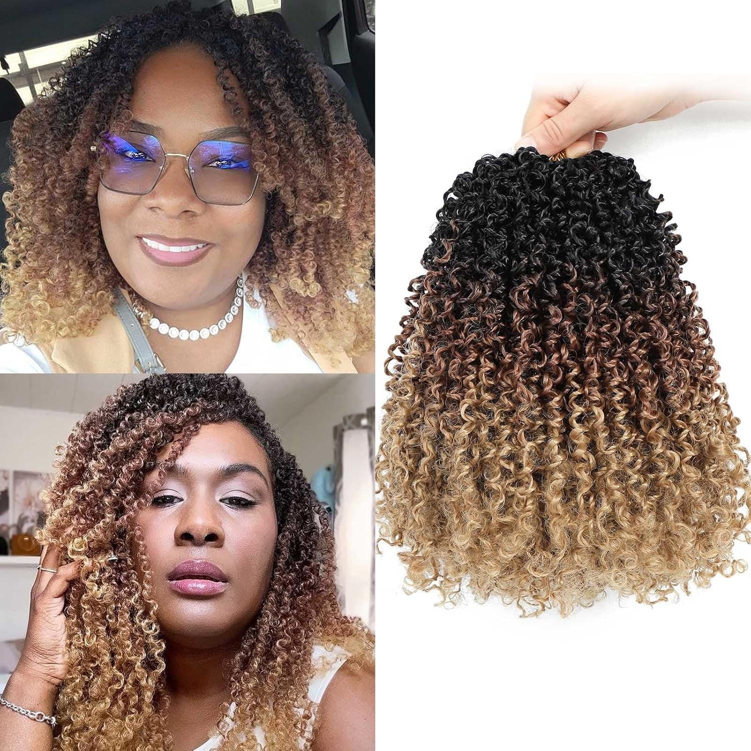 8 Pack Yanky Twist Crochet Hair for Women Pre-looped,8 Inch Twist Hair Bohemian Passion Twist ...