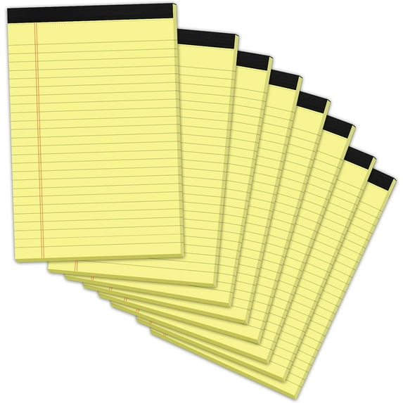 8 Pack Yellow Legal Pads 5x8 Small Note 240 Sheets Perforated Paper ...