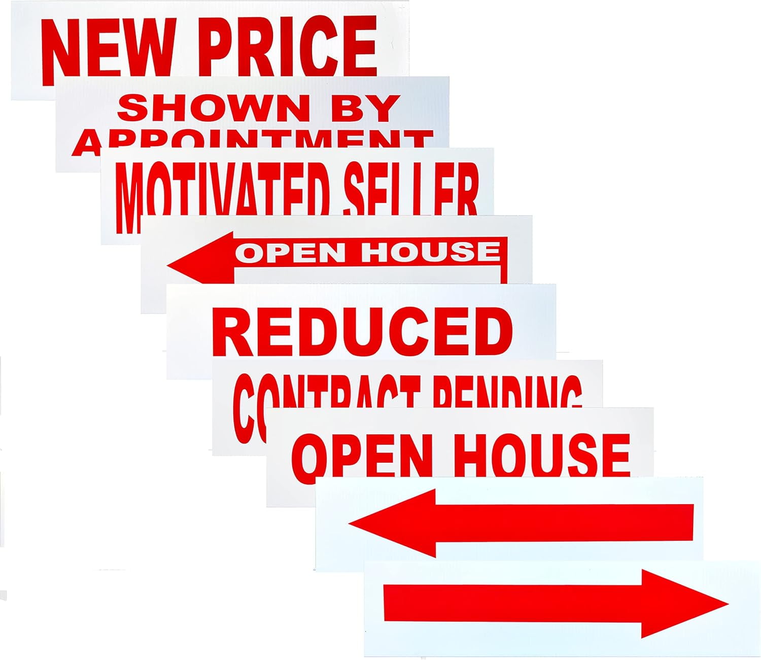 8 Pack bundle of real estate rider signs 6"x24" NEW PRICE, SHOWN BY ...