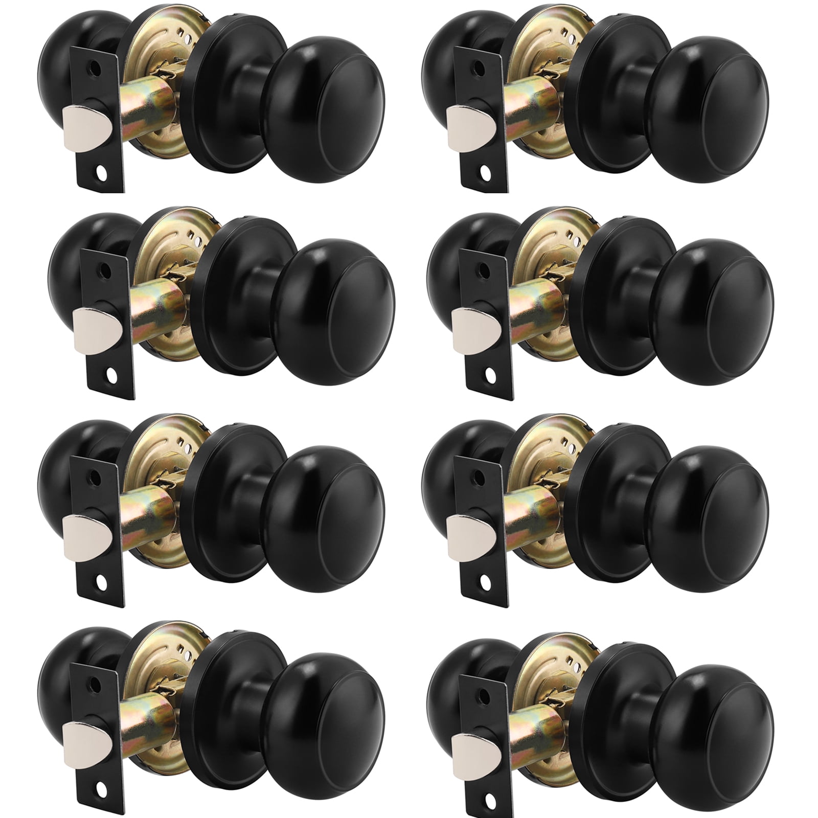 (8 Pack) knobelite Round Passage Door Knob(Non-Locking Knobs), Keyless Doorknobs Interior ...