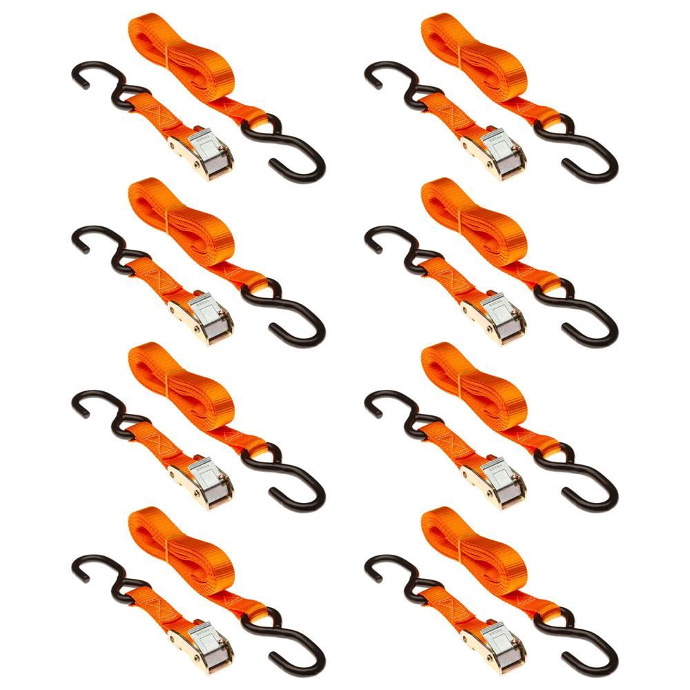 8-Pack of 1in x 10' Cam Buckle Straps with S-Hooks - Walmart.com