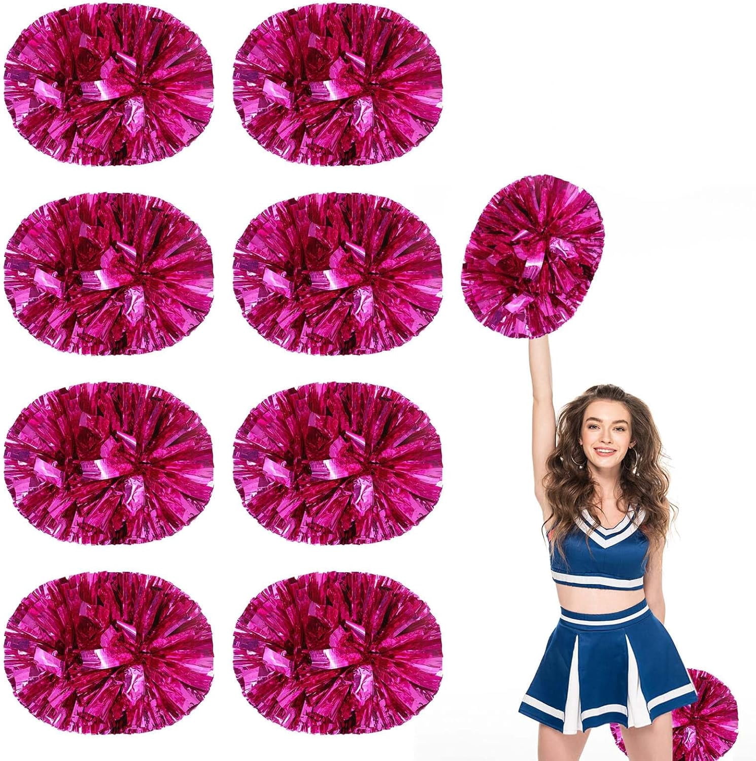 8 Pack pom poms Cheer,Handheld Cheer pom poms, Sports Cheer Plastic Pom ...