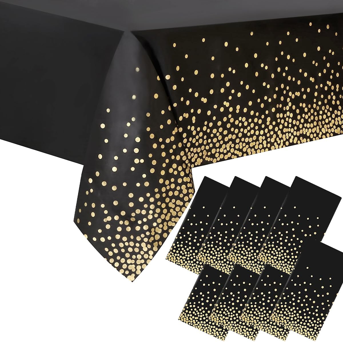 8 Packaging Black and Gold Plastic Tablecloth, 54 inch x108 inch ...