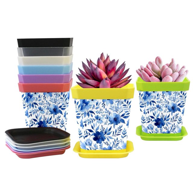 8 Packed，Floral flowers rose leaves，Plant pots,Plant pots indoor ...