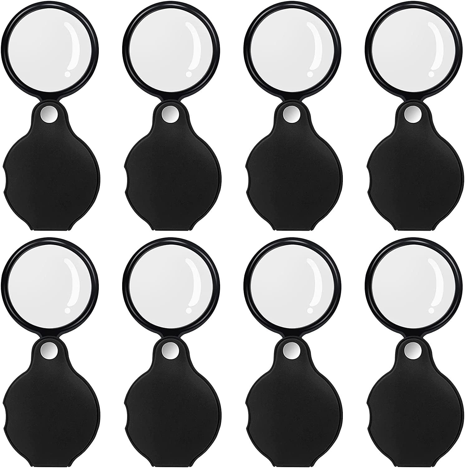 8 Packs 10X Mini Magnifying Glass Folding Pocket Magnifying Glass with ...