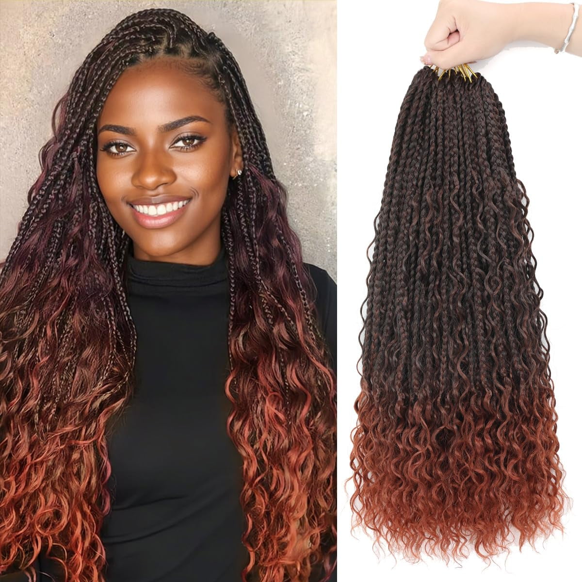 8 Packs 18 Inch Boho Box Braids Crochet Hair Goddess Box Braids Crochet ...