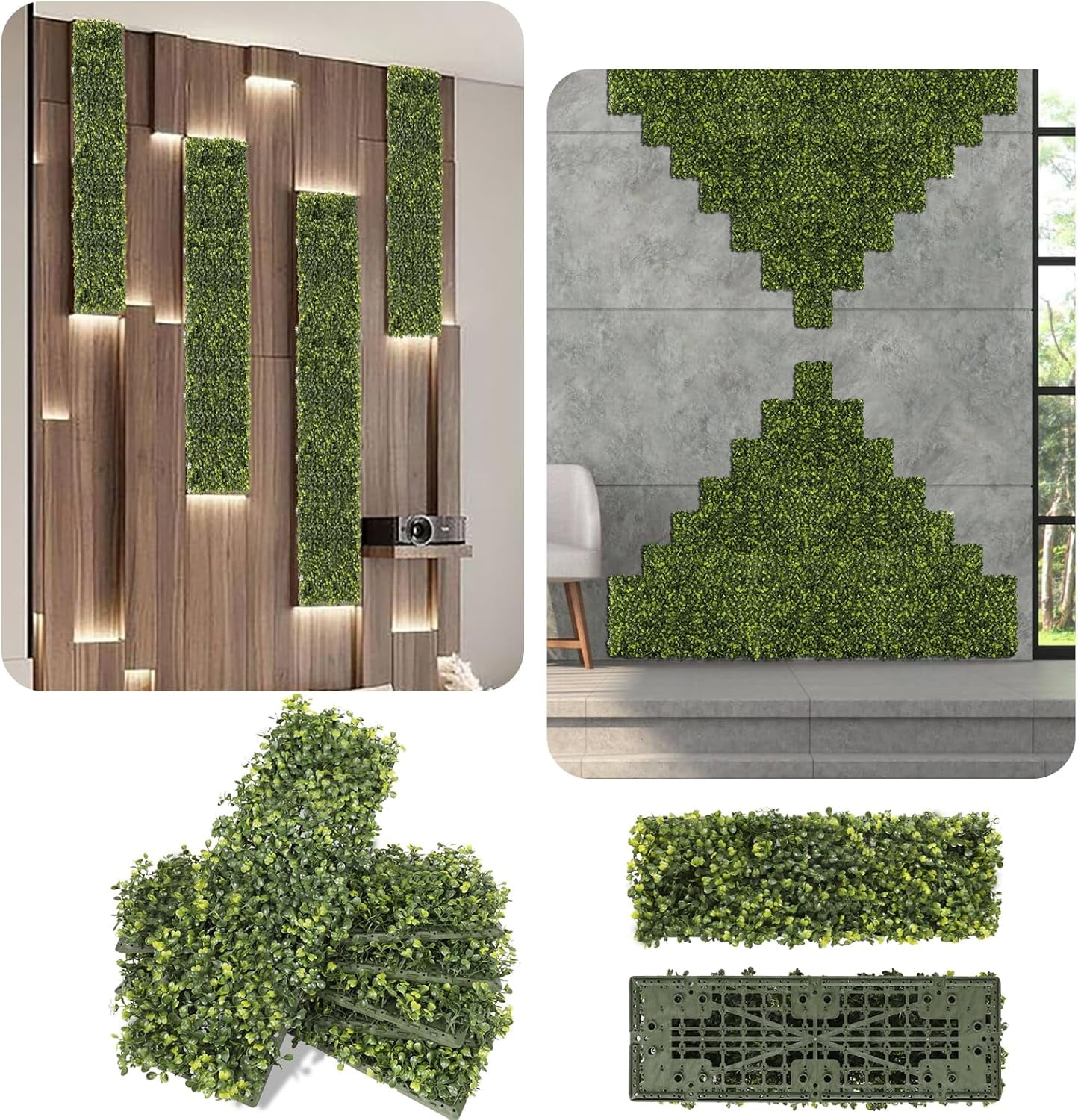 8 Packs 18"x6" Artificial Boxwood Grass Wall Panel Topiary Hedge Plant ...