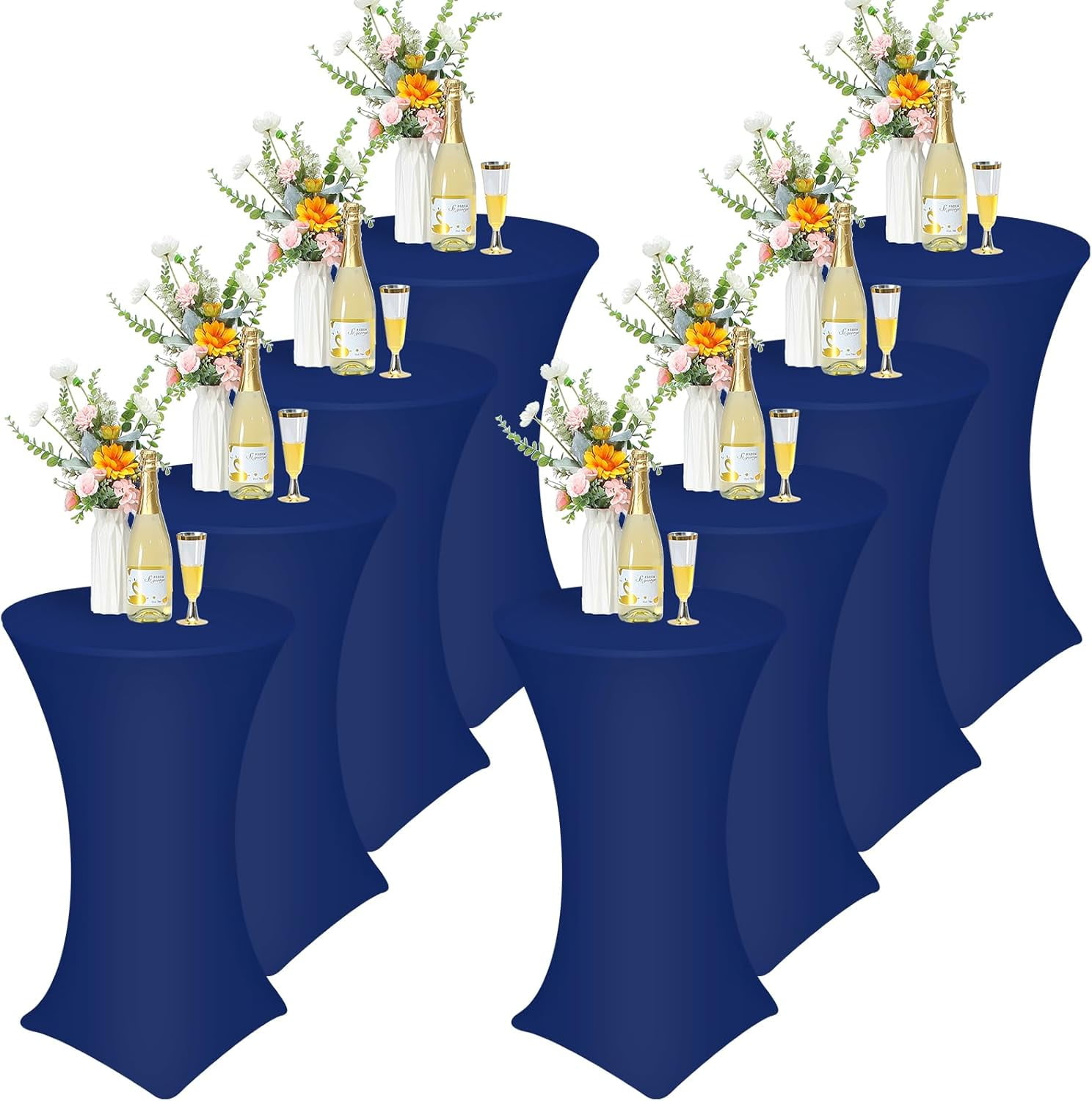 8 Packs 32 x 43 Inch Cocktail Spandex Table Covers Highboy Top Round ...