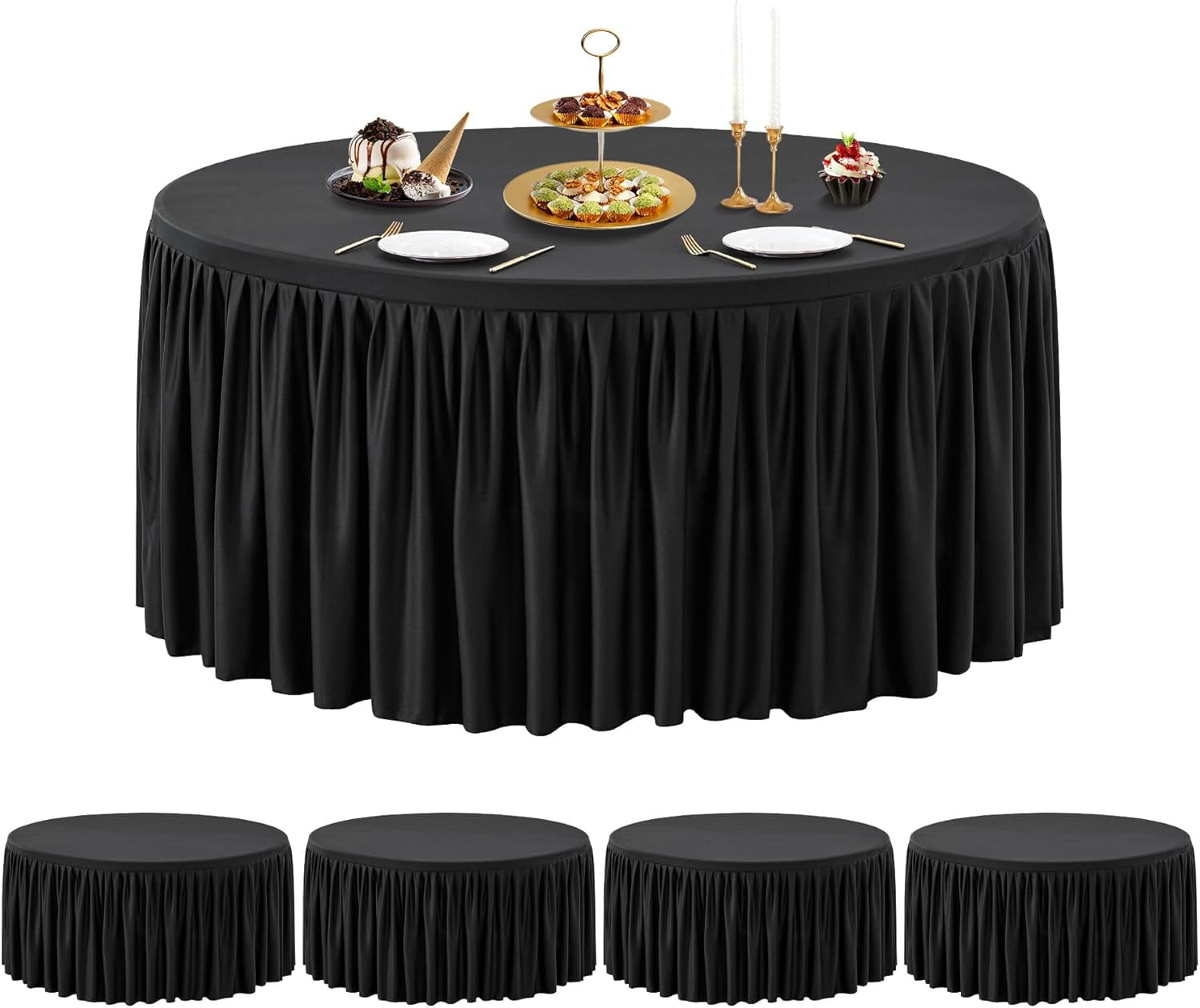 8 Packs 6FT Round Tablecloth 72 Inch White Stretchy Fitted Table Cloths ...