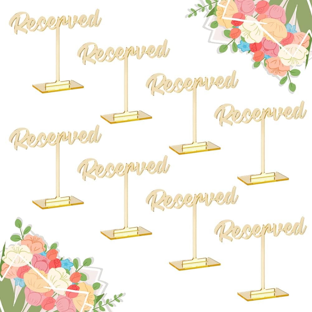8 Packs Acrylic Reserved Table Sign Golden Wedding Reserved Seating ...