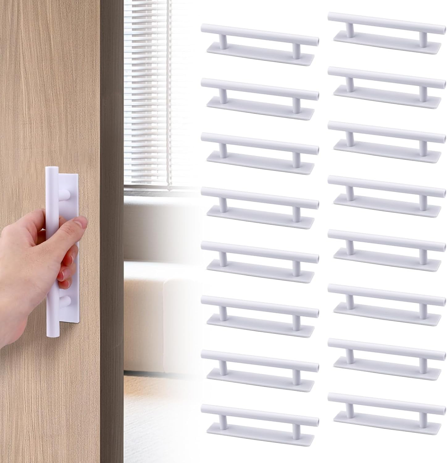 8 Packs Adhesive Cabinet Handles | Self-Stick Drawer Pulls, ABS Plastic ...