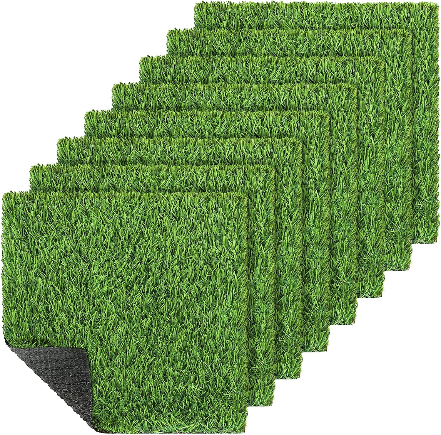 8 Packs Artificial Grass Mat 12 x 12 Inch Squares Fake Grass Mat ...