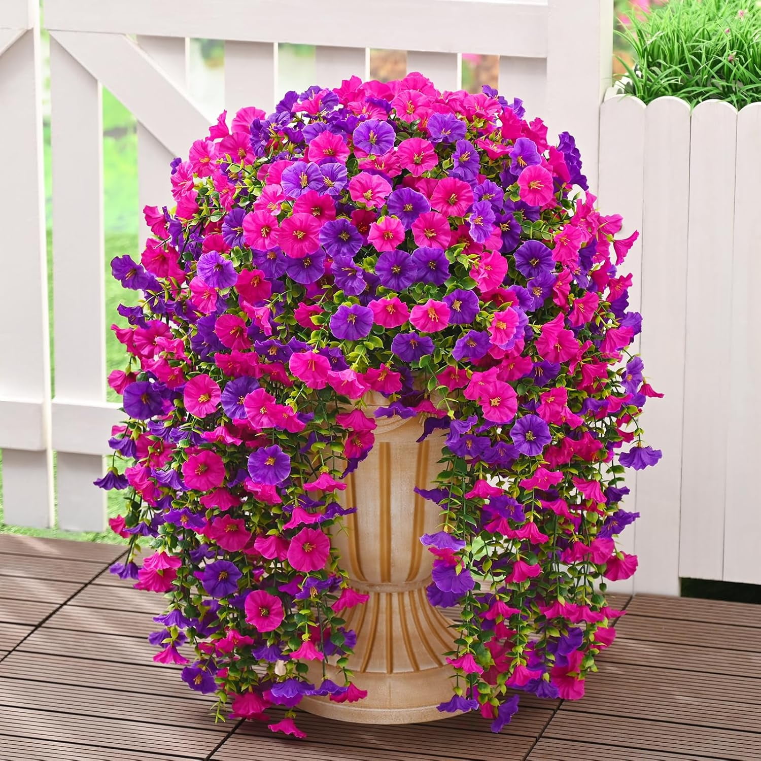 8 Packs Artificial Hanging Flowers for Outdoors UV Resistant Silk ...