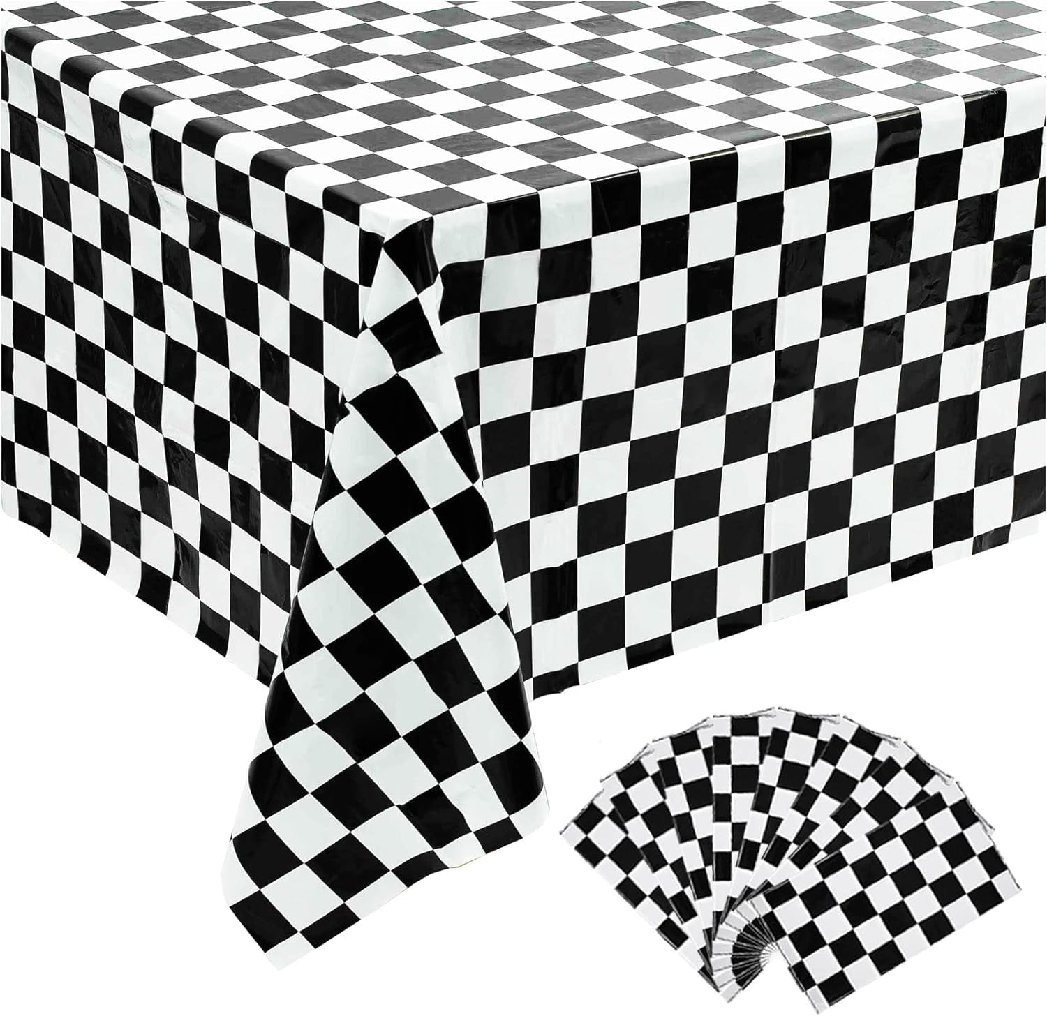 8 Packs Black Gingham Tablecloths 54 x 108 Inches White and Black ...