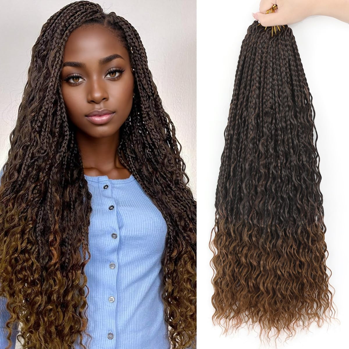 8 Packs Boho Box Braids Crochet Hair for Black Women 14 Inch Goddess ...