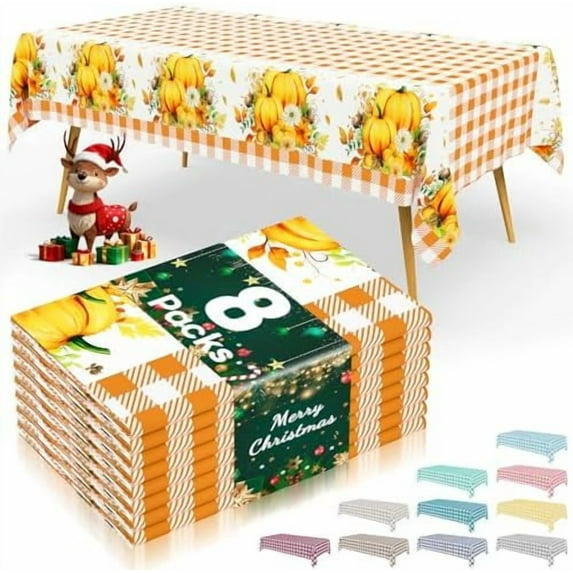 8 Packs Buffalo Disposable Table Cloth, 54 x 108 Inch Waterproof ...