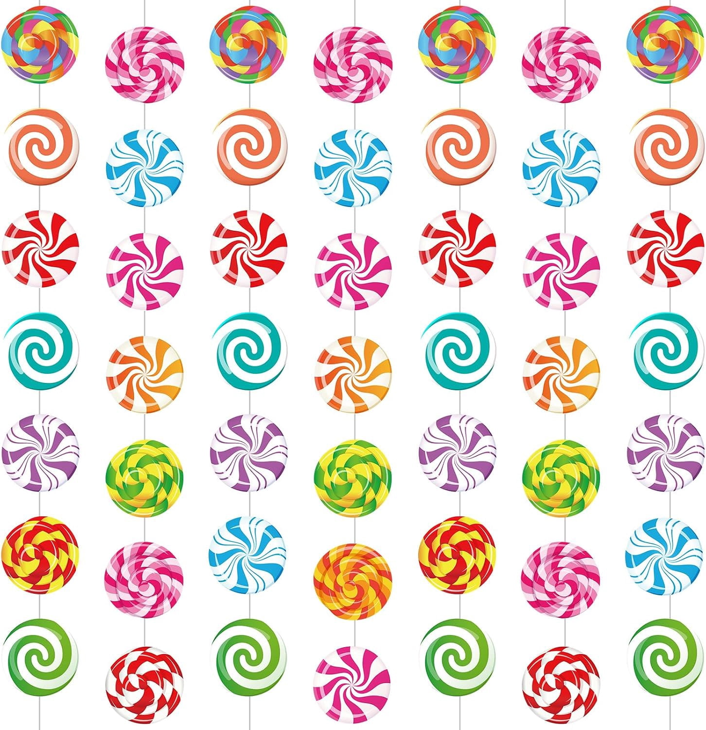 8 Packs Candyland Decorations Colorful Candy Hanging Banner Pre-strung ...