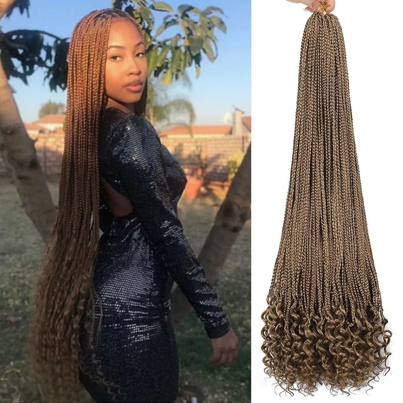 8 Packs Crochet Braids Box Braids Crochet Hair with Curly Ends 30 Inch ...