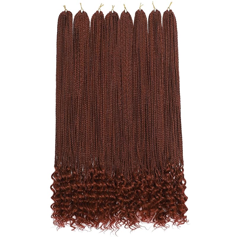 8 Packs Crochet Braids Box Braids Crochet Hair with Curly Ends 30 Inch ...