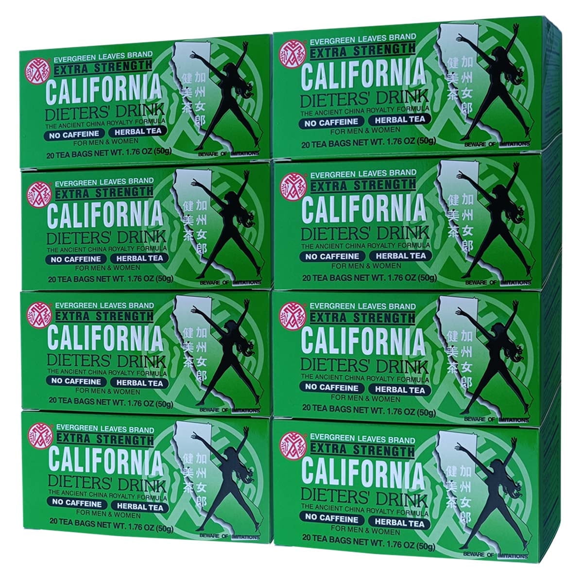 Evergreen Detox Tea, Extra Strength California Dieters' Drink, 160 Tea ...