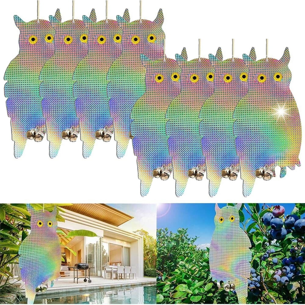 [8 Packs] Fake Owls Bird Scare Repellent Hanging Device 15.8''x7.8 ...