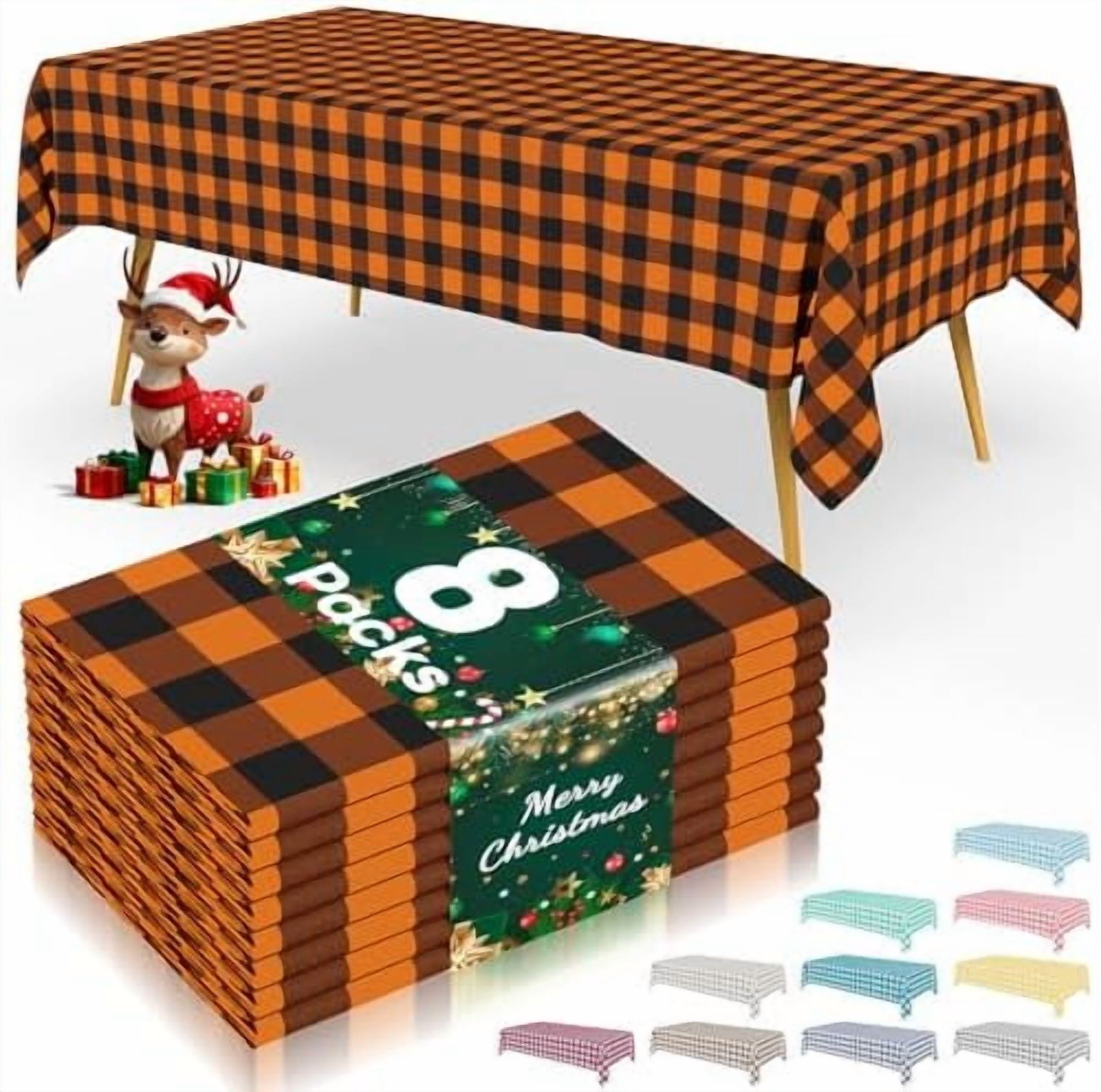 8 Packs Gingham Disposable Table Cloth, 54 x 108 Inch Waterproof ...