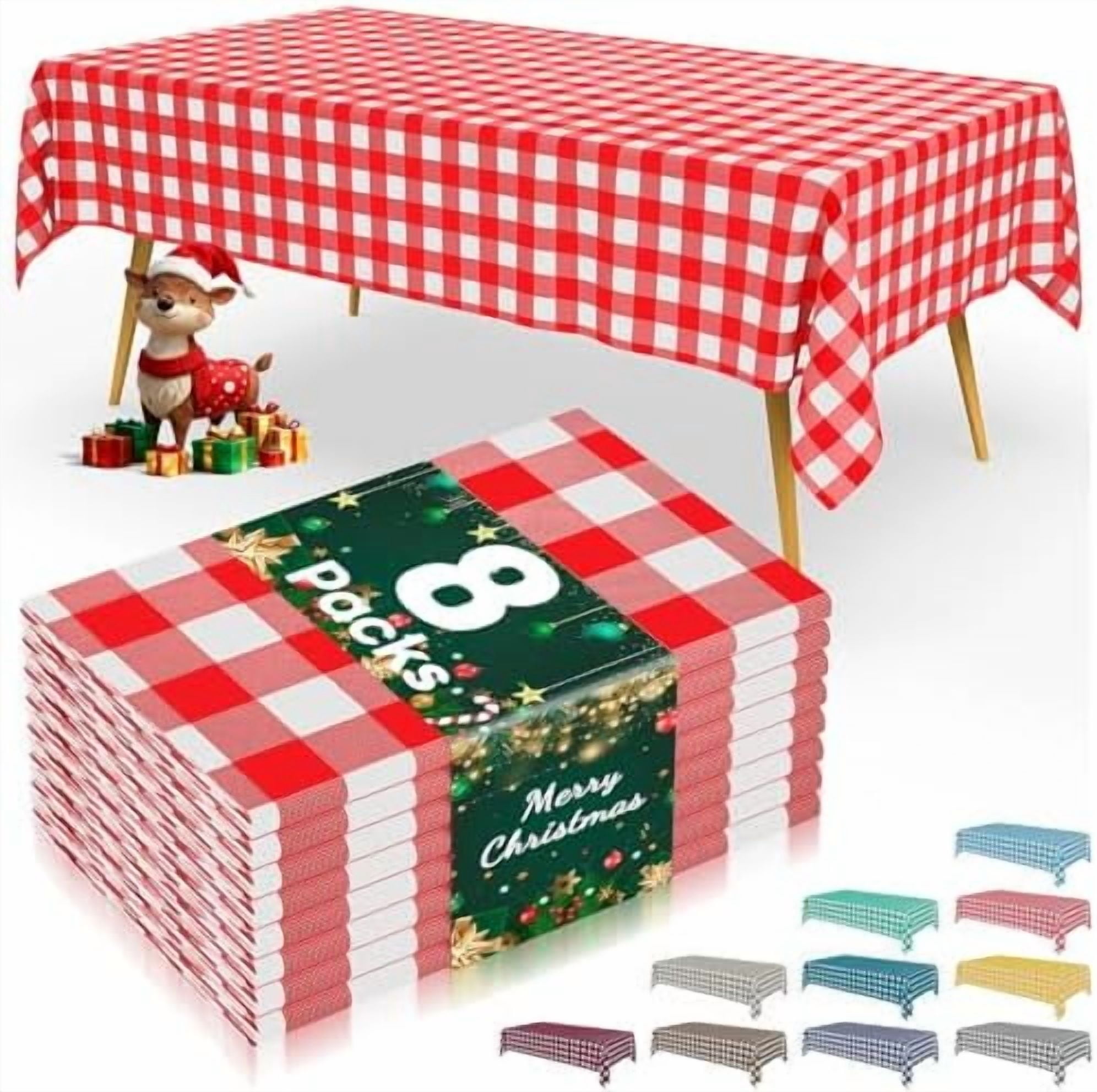 8 Packs Gingham Disposable Table Cloth, 54 x 108 Inch Waterproof ...