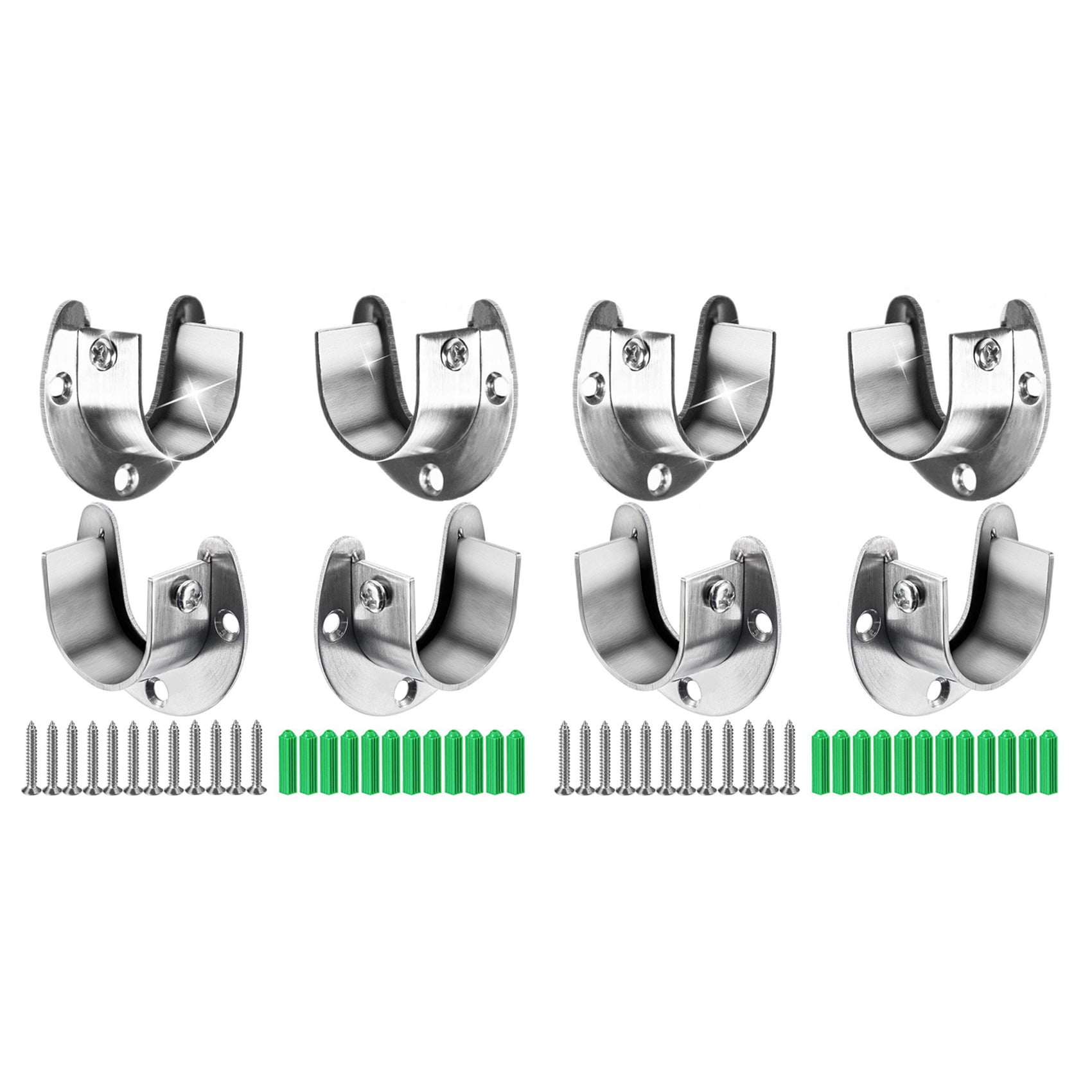 8 Packs Heavy Duty Stainless Steel Closet Rod End Supports Pole Sockets ...