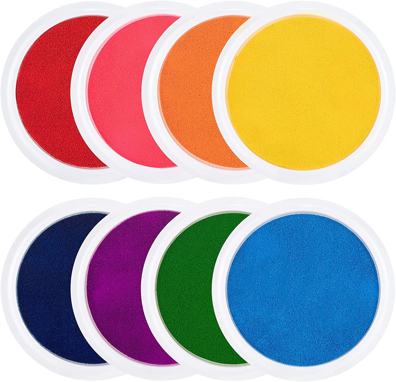 8 Packs Large Round Craft Ink Pads, 8 Colors Rainbow DIY Fingerprint ...