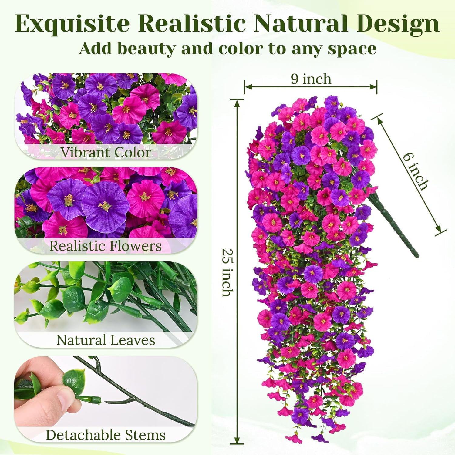 8 Packs Look Real Artificial Flowers for Outdoors, Fake Artificial ...