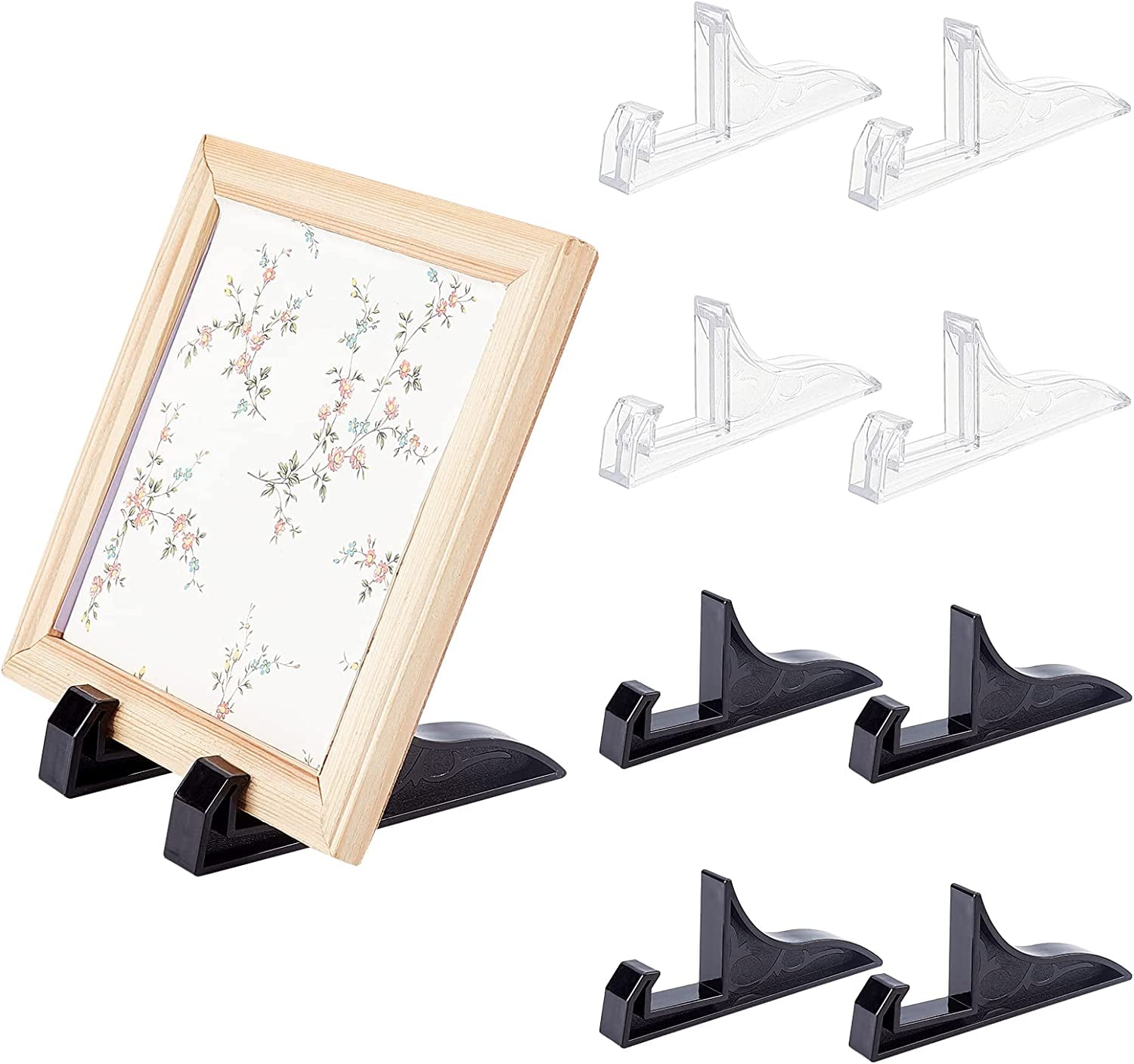 8 Packs Photo Frame Easel Stands 2 Colors Plastic Plate Stands Picture ...