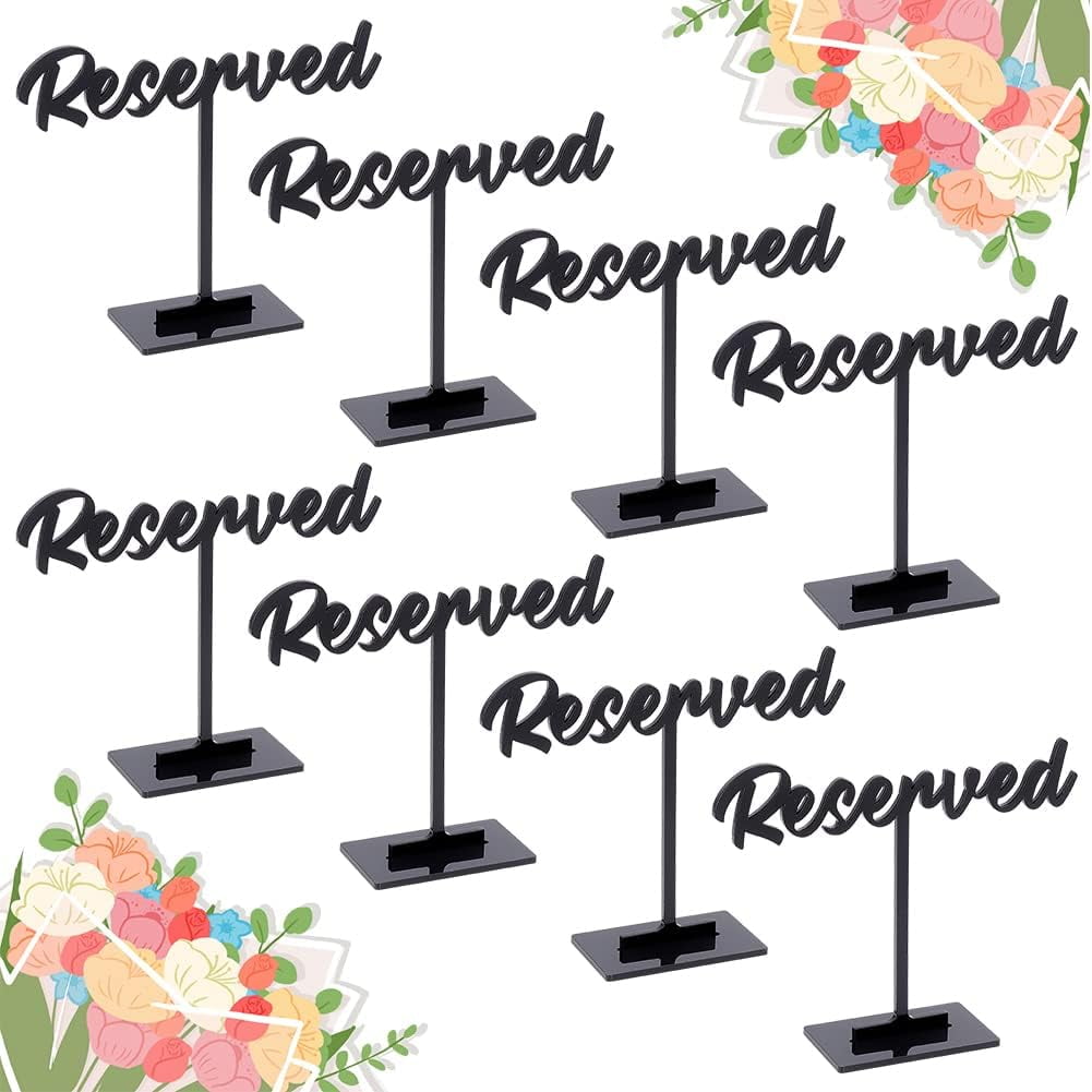 8 Packs Reserved Table Signs Acrylic Reserved Table Sign Black Wedding ...