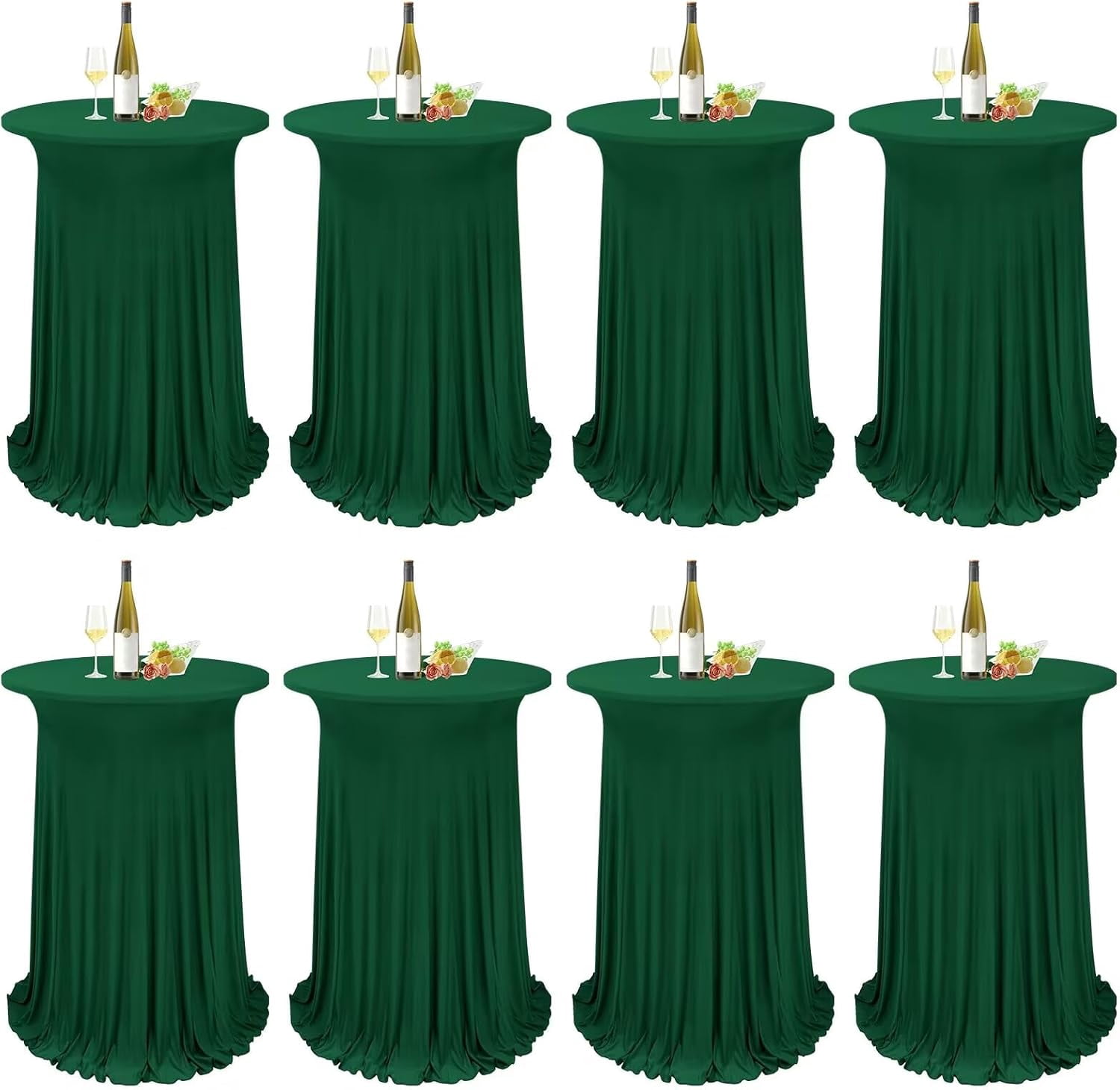 8 Packs Round Cocktail Table Skirt 32"x 43" Spandex Stretch Cocktail ...