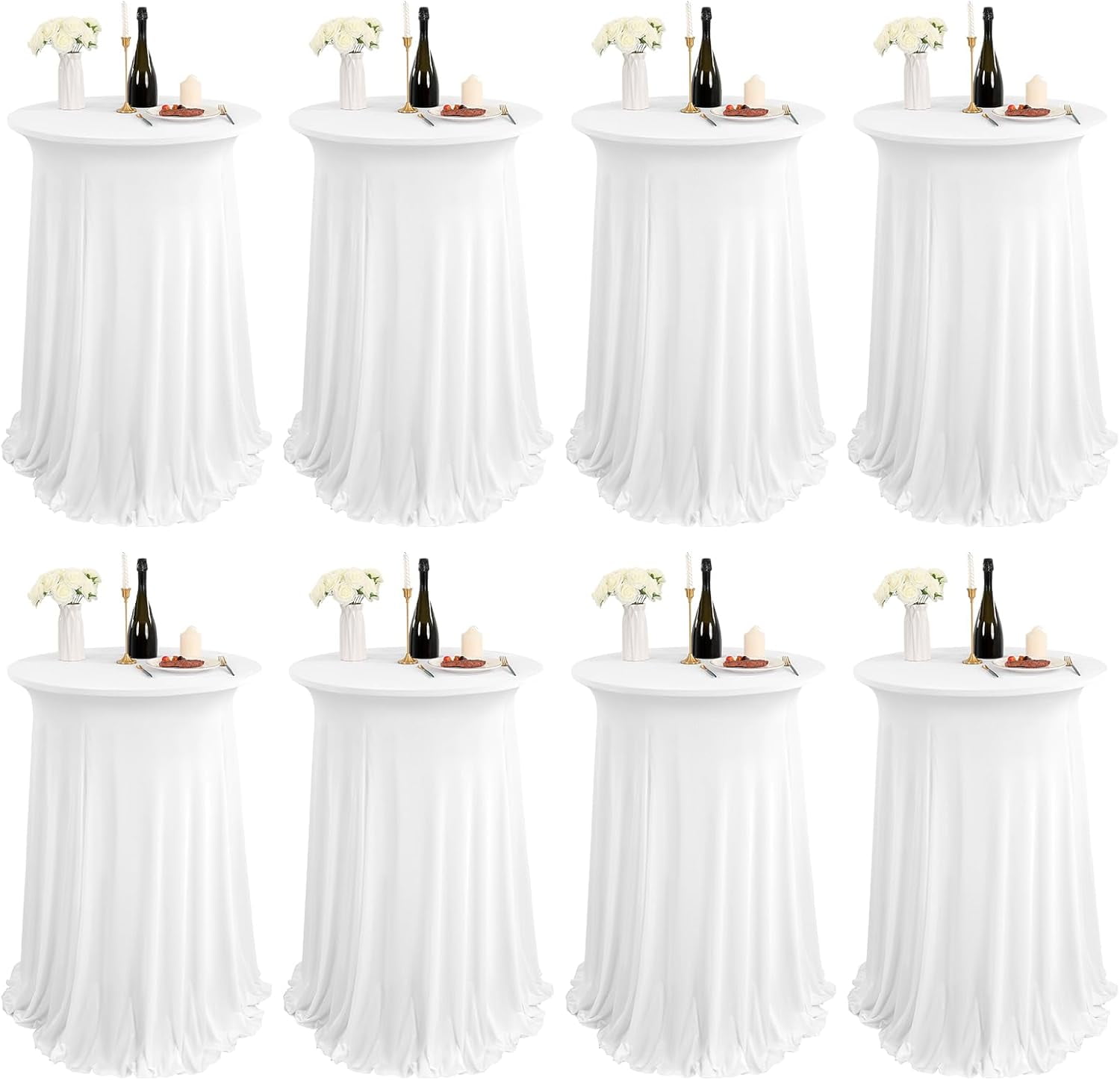 8 Packs Round Cocktail Table Skirt 32"x 43" Spandex Stretch Cocktail ...